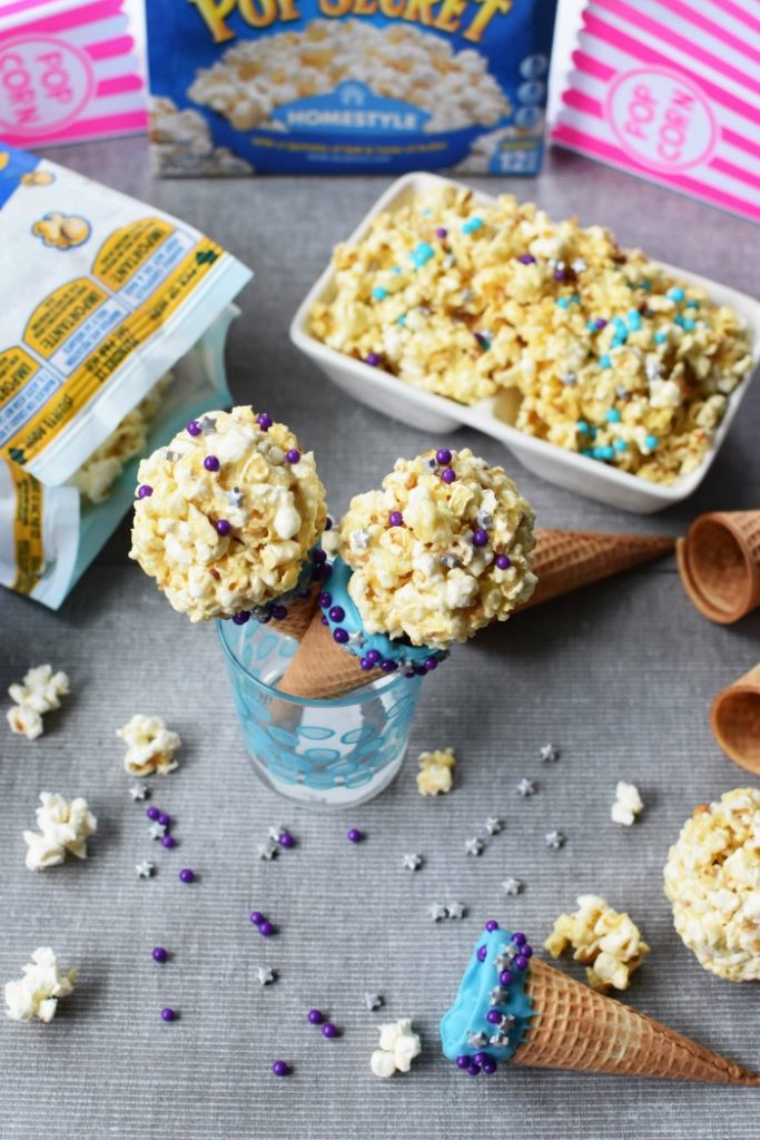 Adorable Popcorn Balls Made With Corn Syrup In A Cone