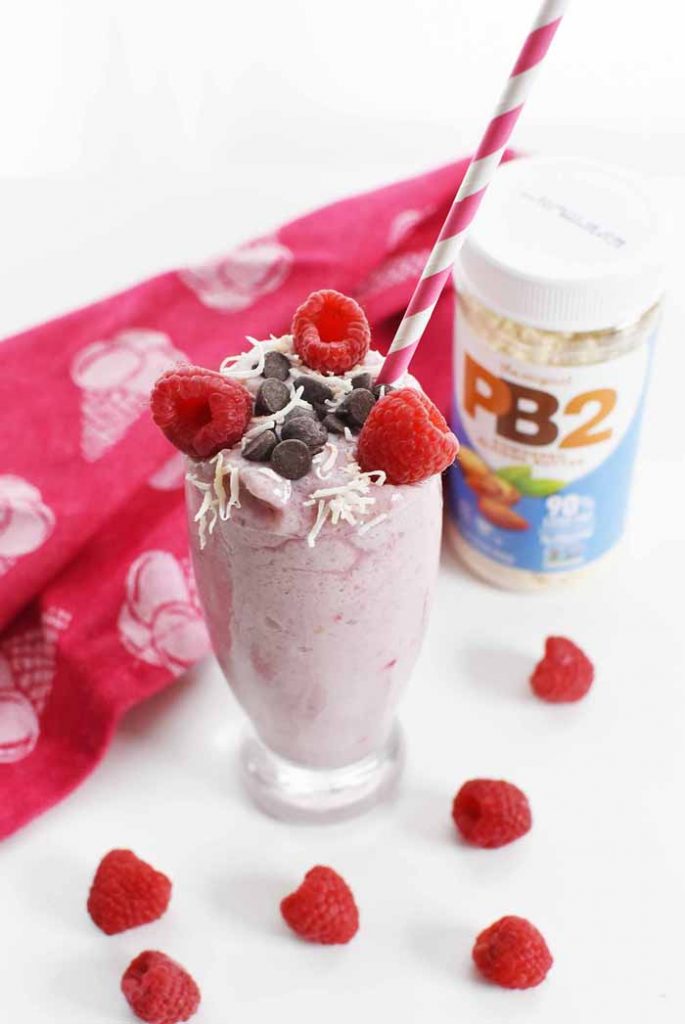 PB2 Almond Powder Smoothie with Raspberry Banana