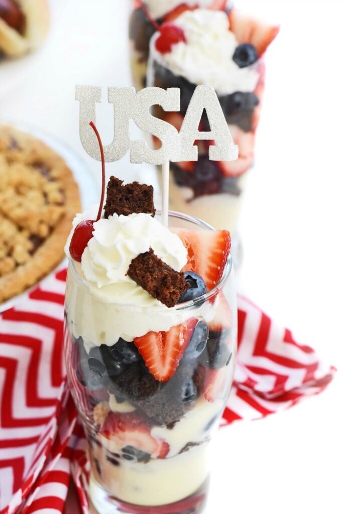 Patriotic Brownie Parfaits - Sizzling Eats