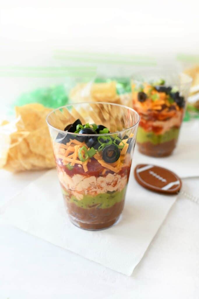 7-Layer Game Day Individual Dip Cups - Sizzling Eats