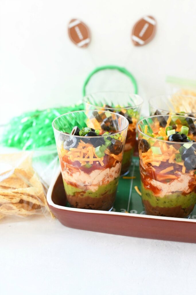 7-Layer Game Day Individual Dip Cups - Sizzling Eats