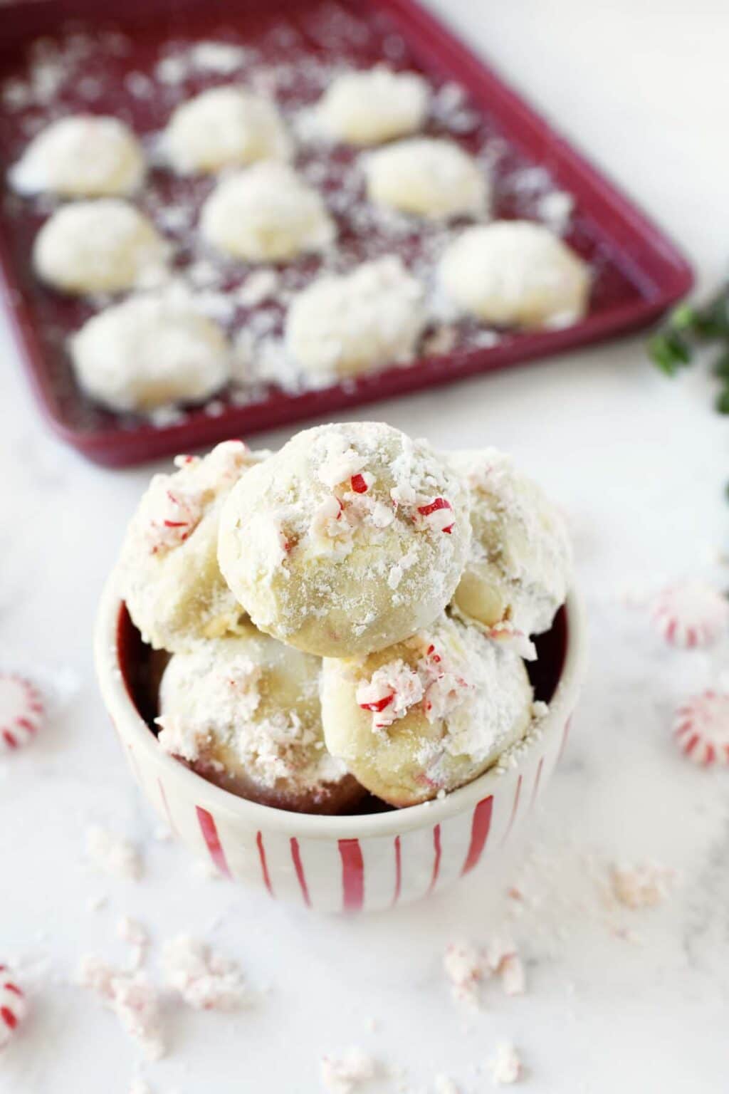 Peppermint Snowball Cookies - Sizzling Eats