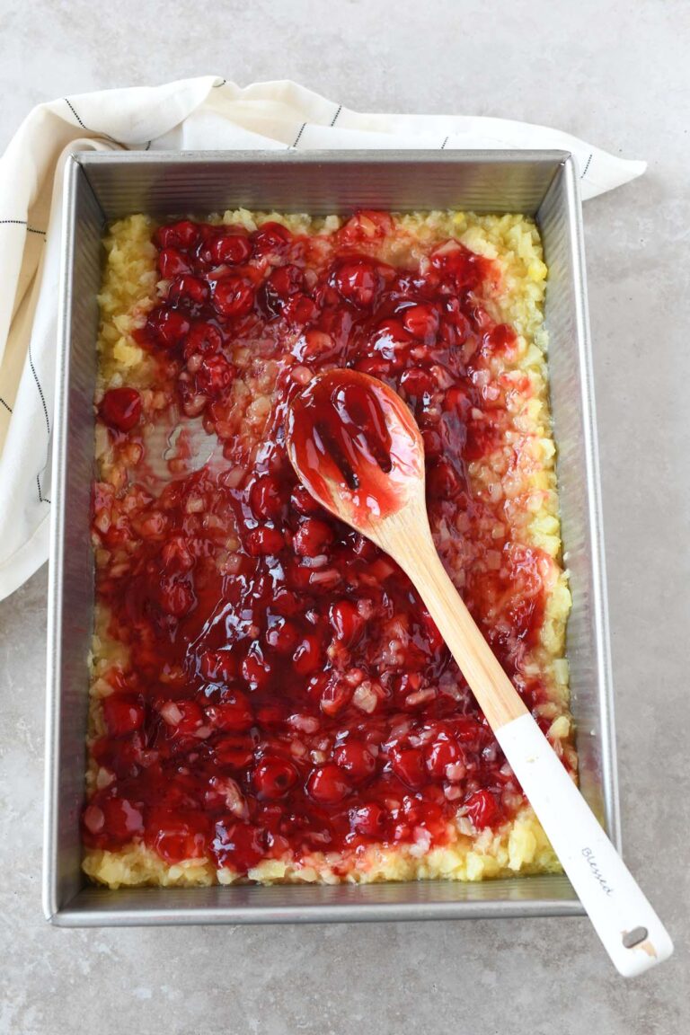 Red Velvet Pineapple Cherry Dump Cake - Sizzling Eats