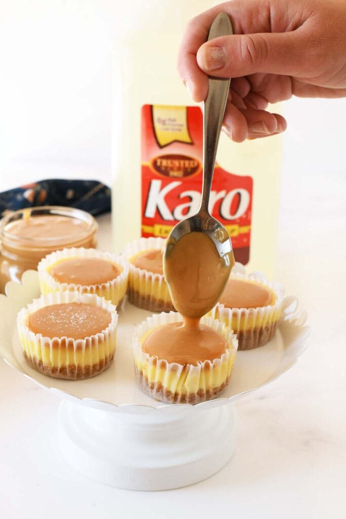 Mini Salted Caramel Cheesecakes - Sizzling Eats